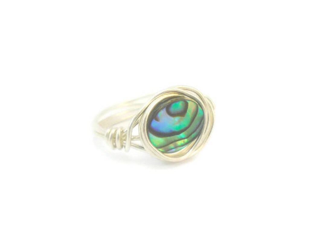 Abalone Shell Ring, Abalone Ring, Abalone Wire Wrapped Ring, Boho Ring ...