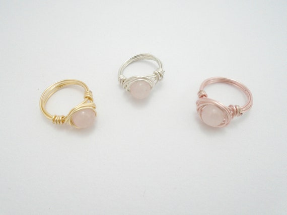 Rose Quartz Copper Ring Rose Quartz Ring Rose Quartz Jewelry Pink Gemstone Boho Ring Heart Chakra Ring Rose Quartz Wire Wrapped Ring Etsy