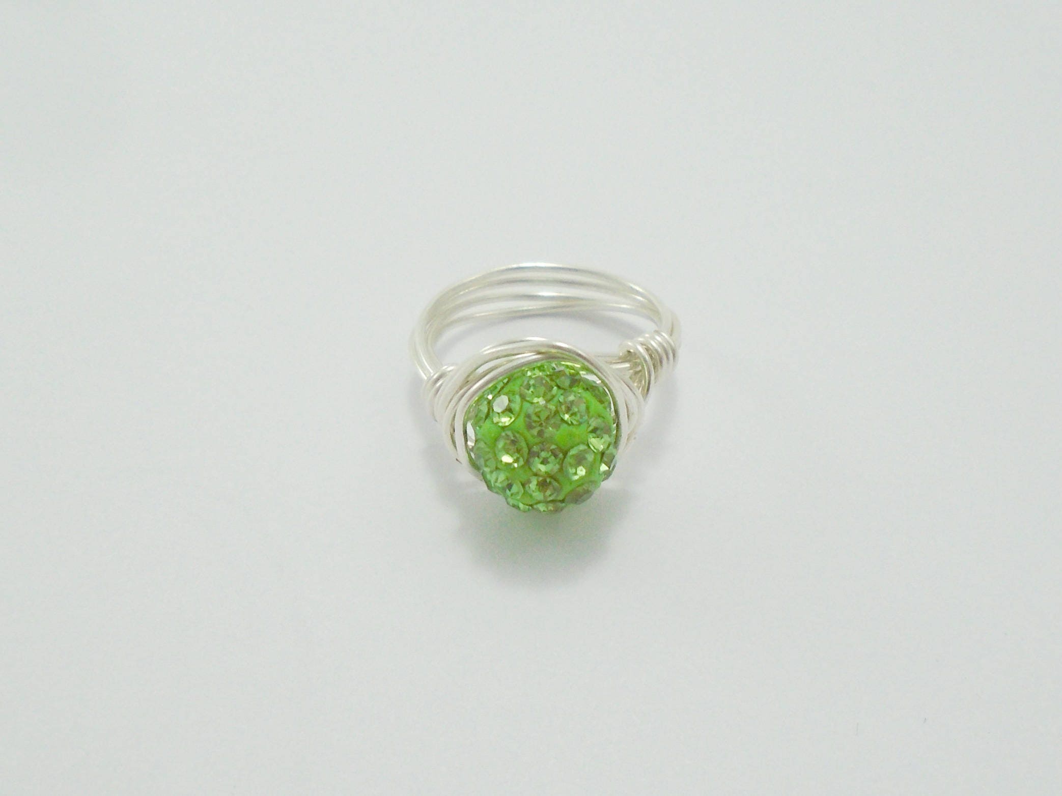 Green Crystal Ring Crystal Ring Green Ring Bling Ring | Etsy