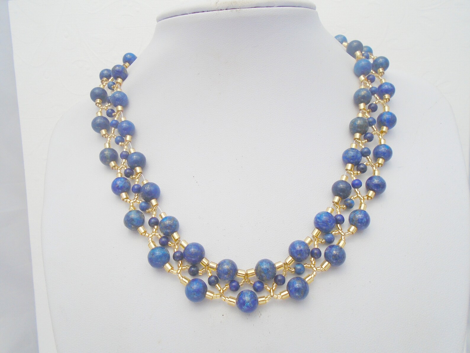 Lapis Lazuli Necklace Lapis Lazuli Beaded Necklace Lapis | Etsy