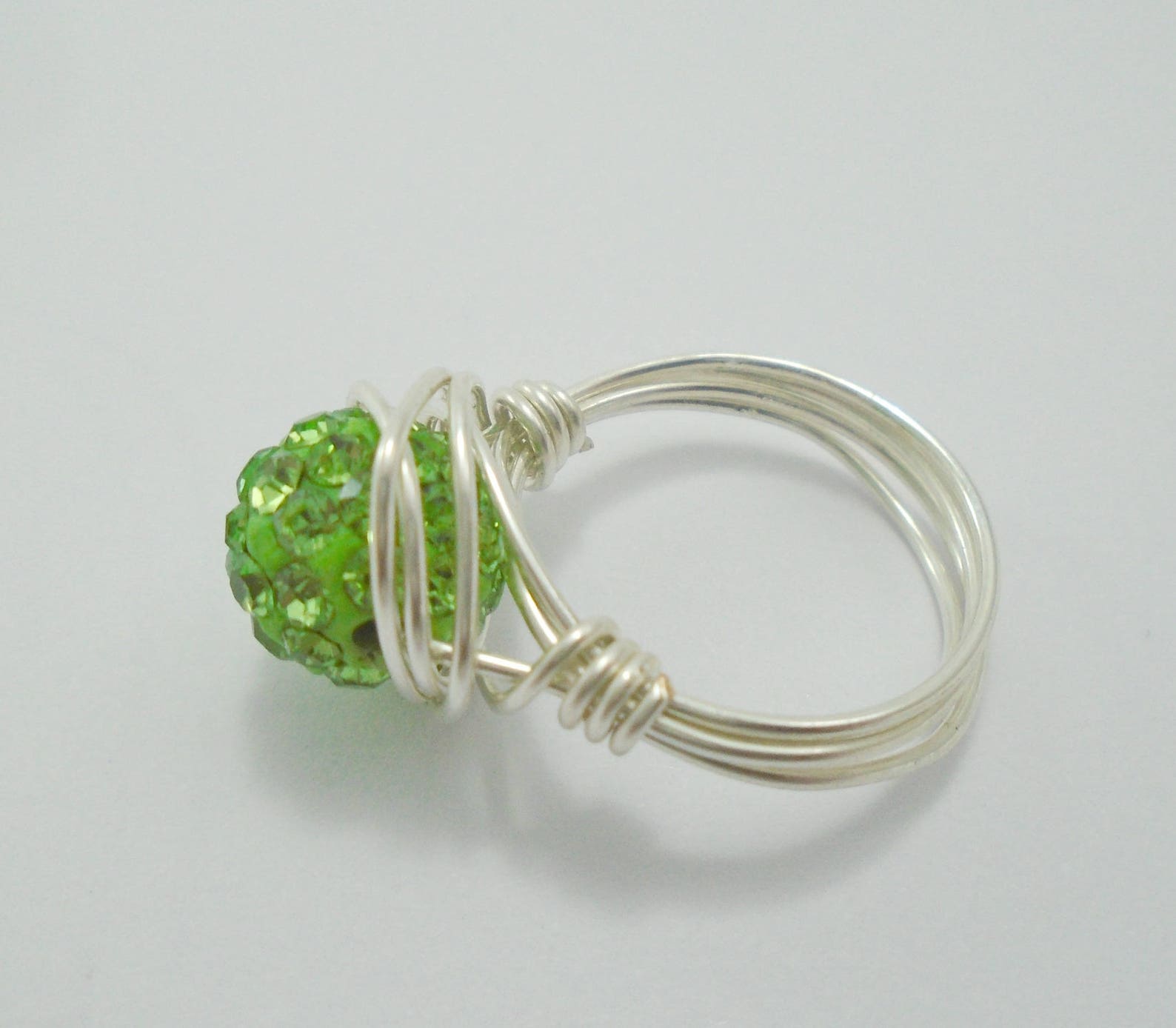Green Crystal Ring Crystal Ring Green Ring Bling Ring - Etsy
