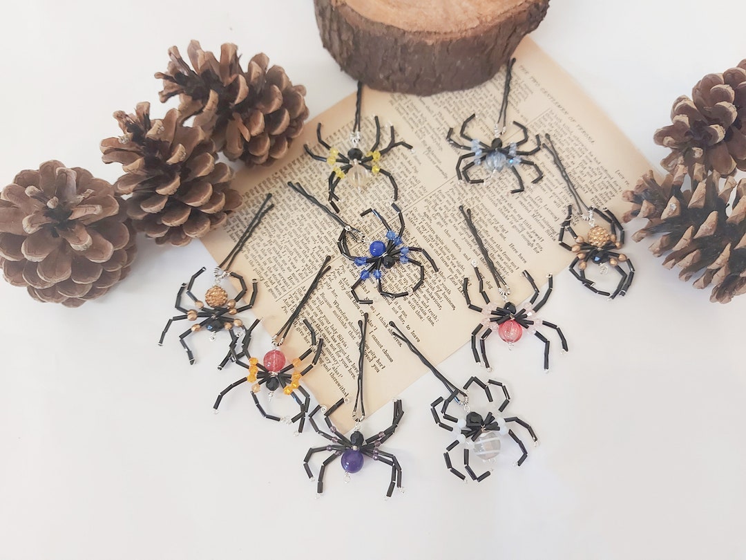 Beaded Spider Hair Pin, Spider Hair Clip, Halloween Hair Accessories ...