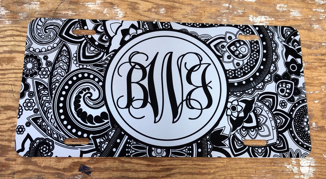 Paisley Monogram License Plate Paisley Personalized License | Etsy