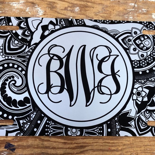 Paisley Monogram License Plate Paisley Personalized License | Etsy