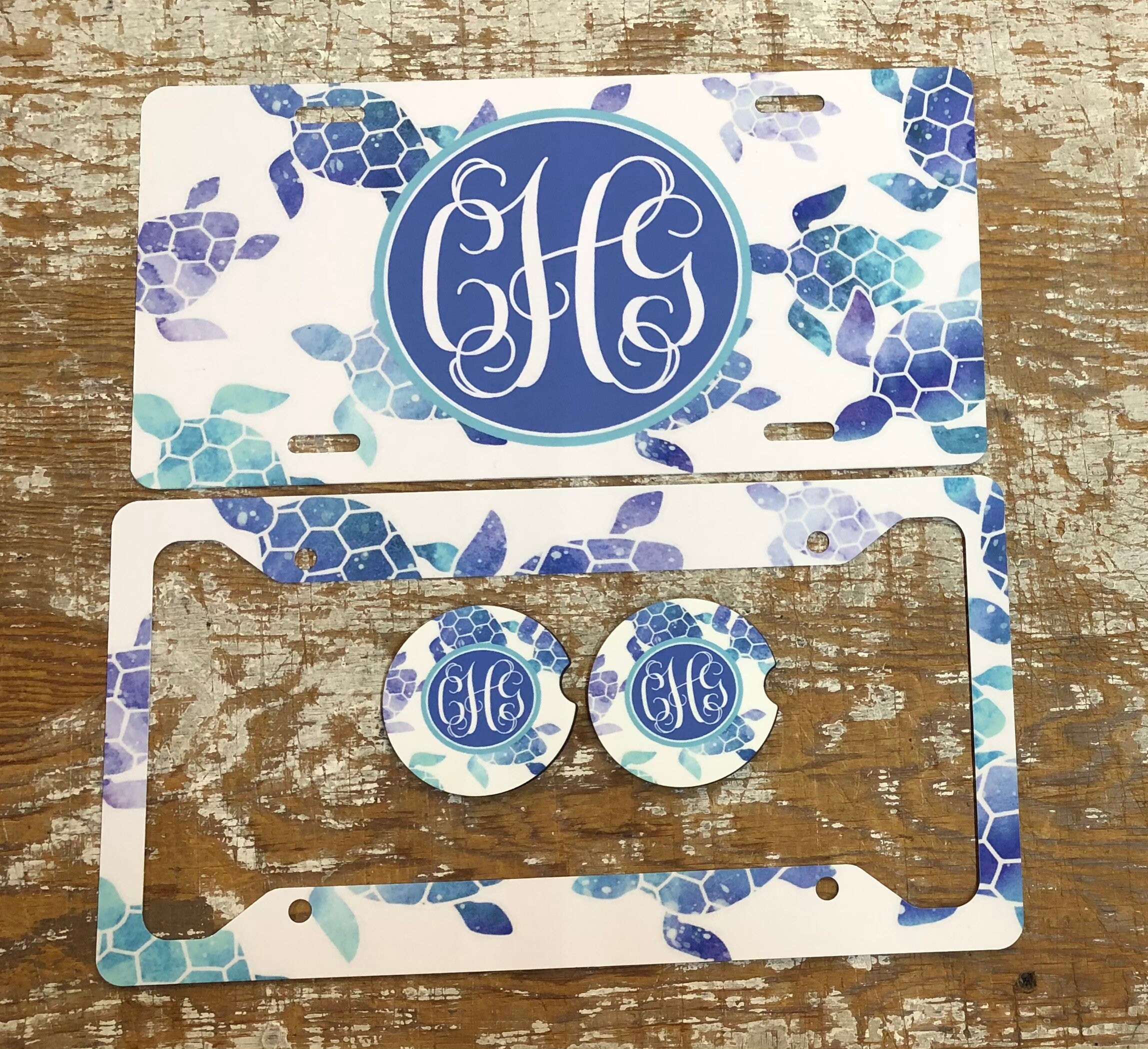 Turtle Monogram License Plate Personalized License Plate - Etsy