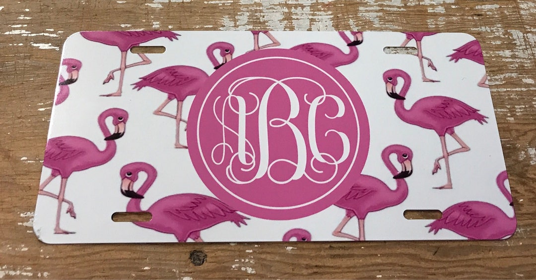 Flamingo License Plate Monogram License Plate Flamingo Car Tag Monogram ...