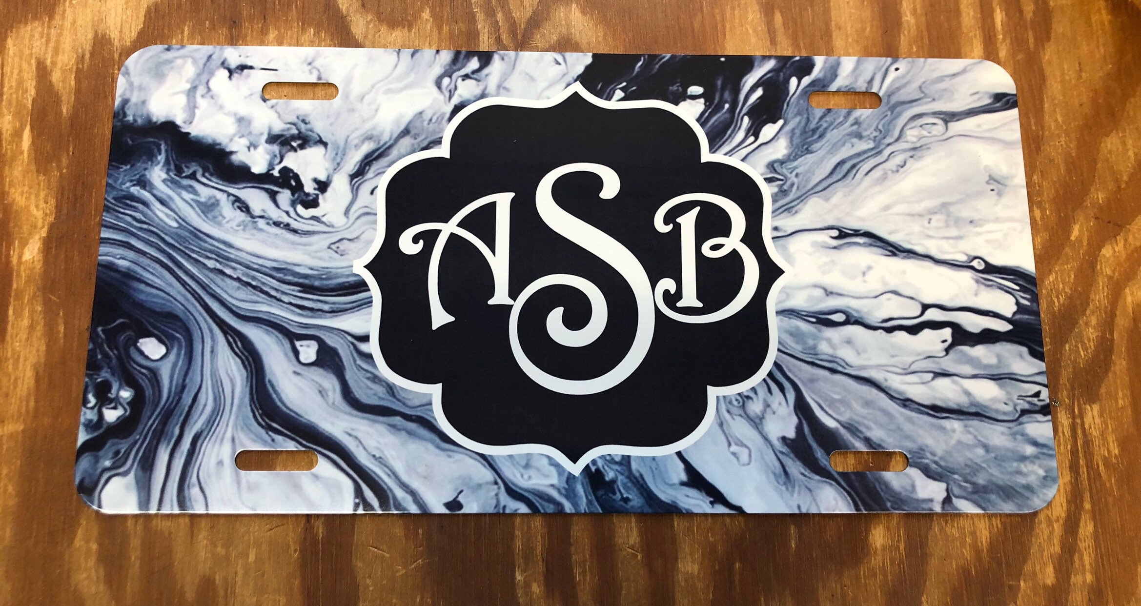 Marble Monogram License Plate Marble Like Monogram Car Tag - Etsy