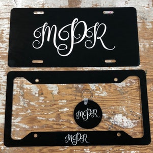 Black Monogram License Plate: Personalized Car Tag - Etsy