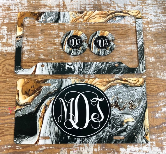 Marble Monogram License Plate Marble Like Monogram Car Tag - Etsy