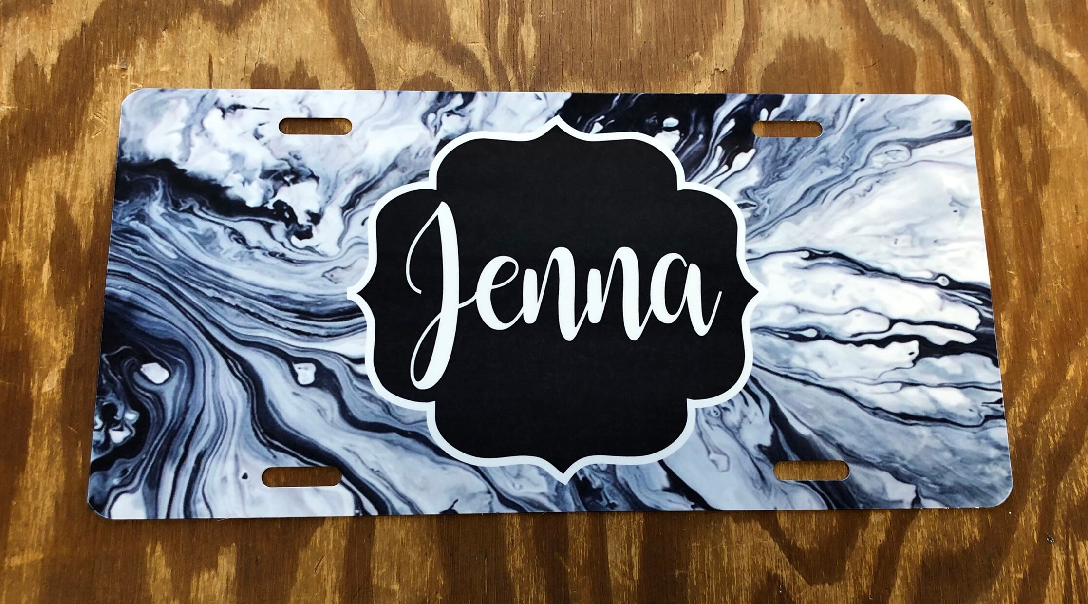 Marble Monogram License Plate Marble Like Monogram Car Tag - Etsy