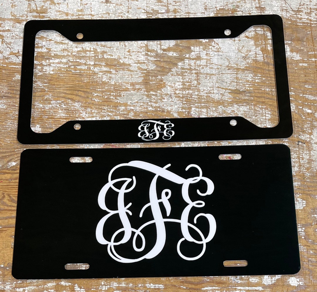 Black Monogram License Plate: Personalized Car Tag - Etsy