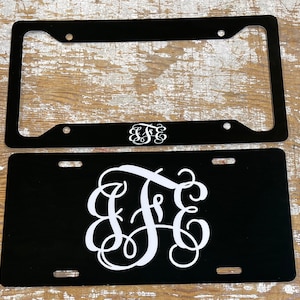 Black Monogram License Plate: Personalized Car Tag - Etsy