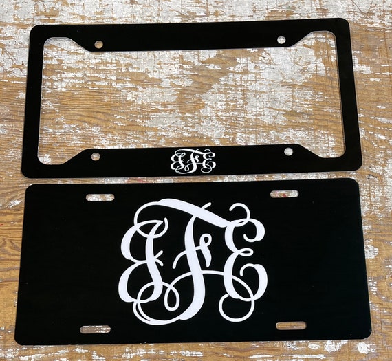 Black Monogram License Plate Personalized Black License Plate - Etsy