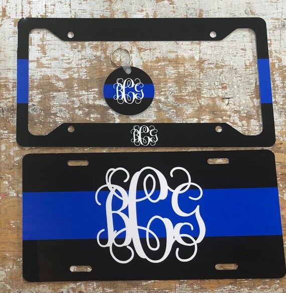 Blue Line License Plate Police License Plate Monogrammed | Etsy