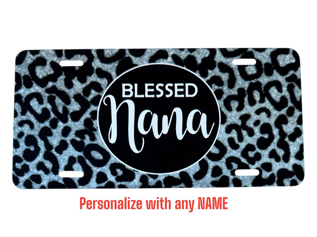 Personalized "blessed Nana" License Plate: Black Cheetah Leopard Car ...