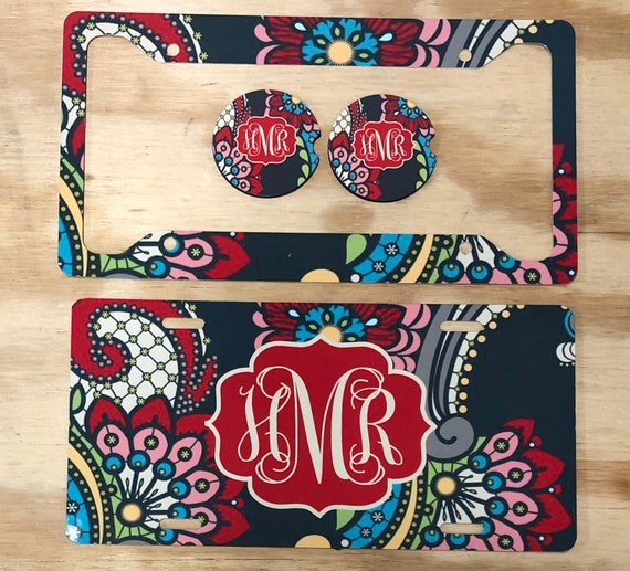 Paisley Monogram License Plate personalized license plate | Etsy