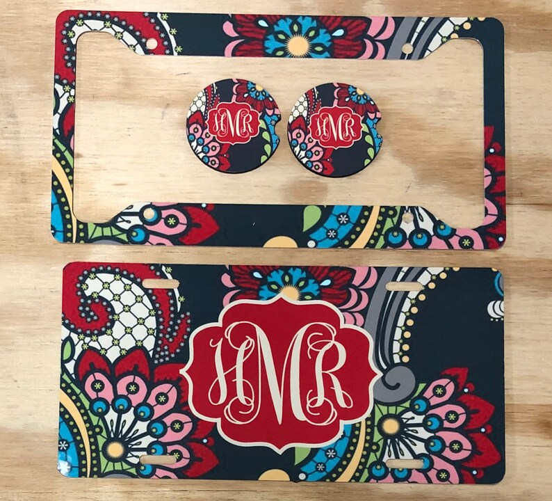Paisley Monogram License Plate personalized license plate | Etsy