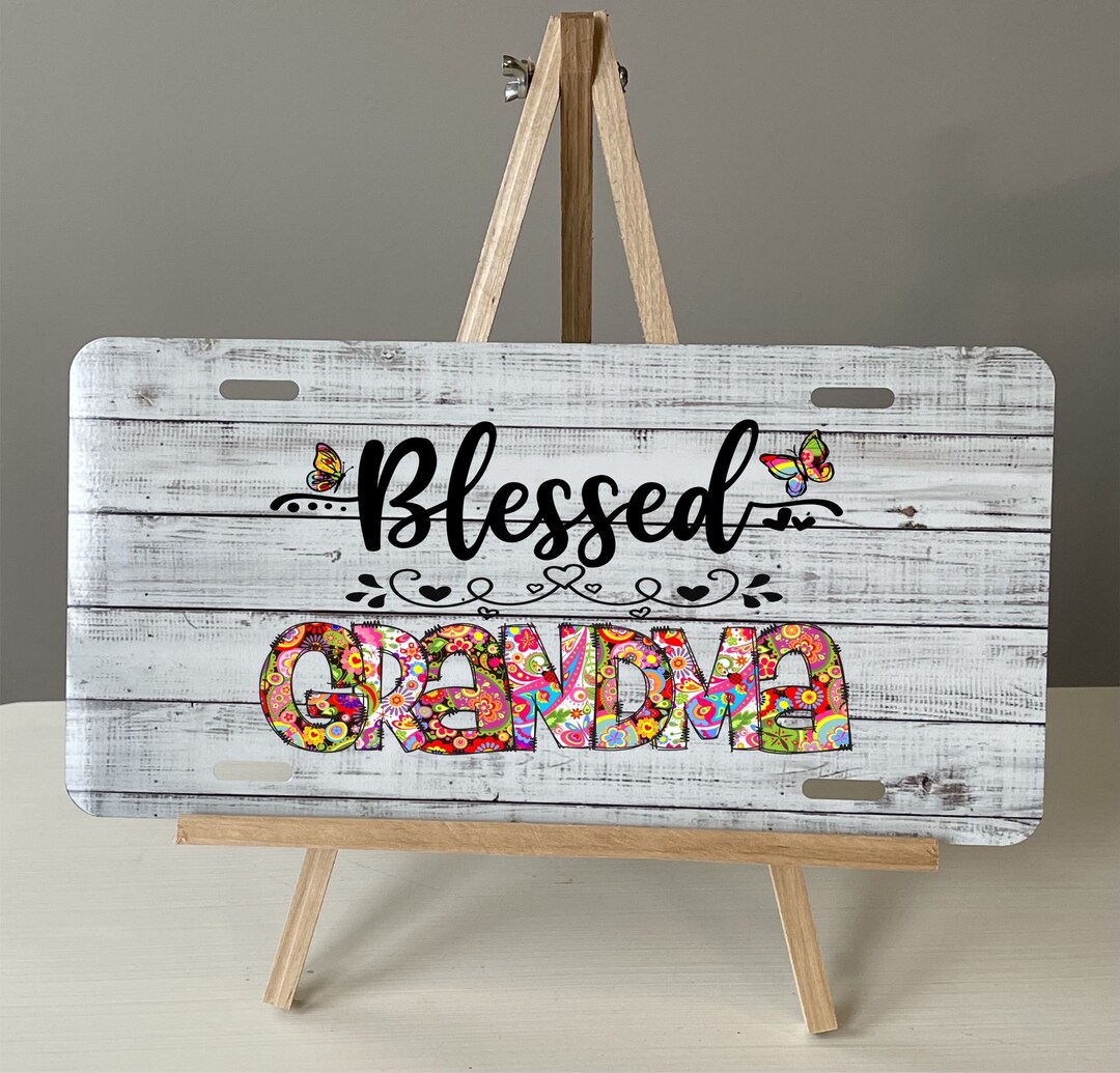 Blessed Grandma Floral License Plate - 6x12 Inch Metal Car Tag - Etsy