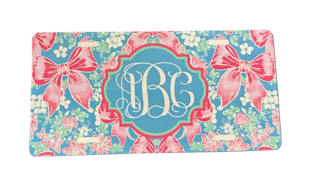 Coquette Bow License Plate, Personalized, Custom, Pink Bow, Flowers - Etsy