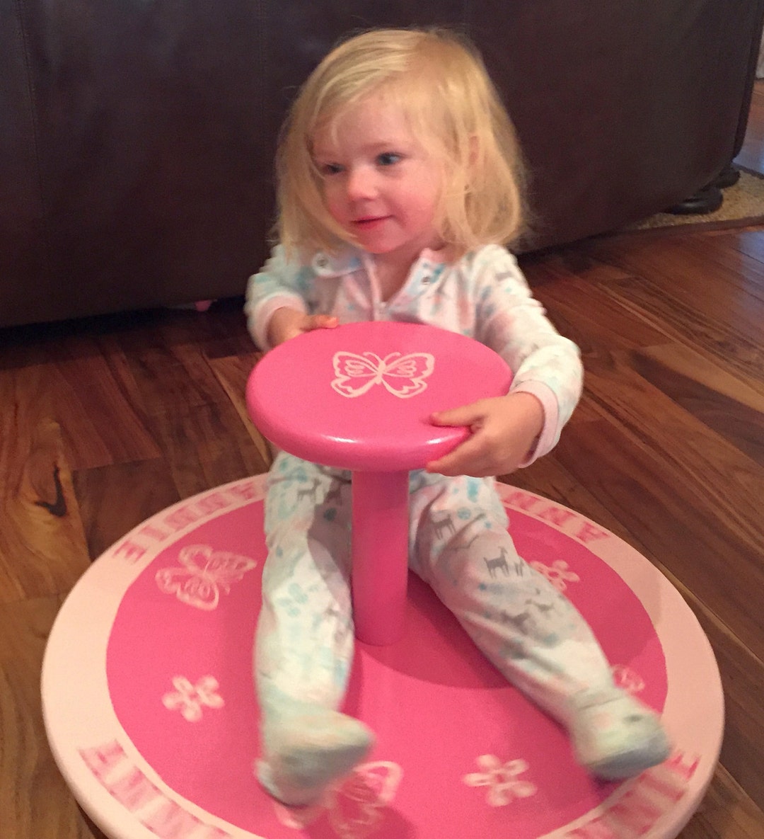 Wooden Toy Sit Spin and Grin Heavy Duty Lazy Susan Toy finished Stained ...