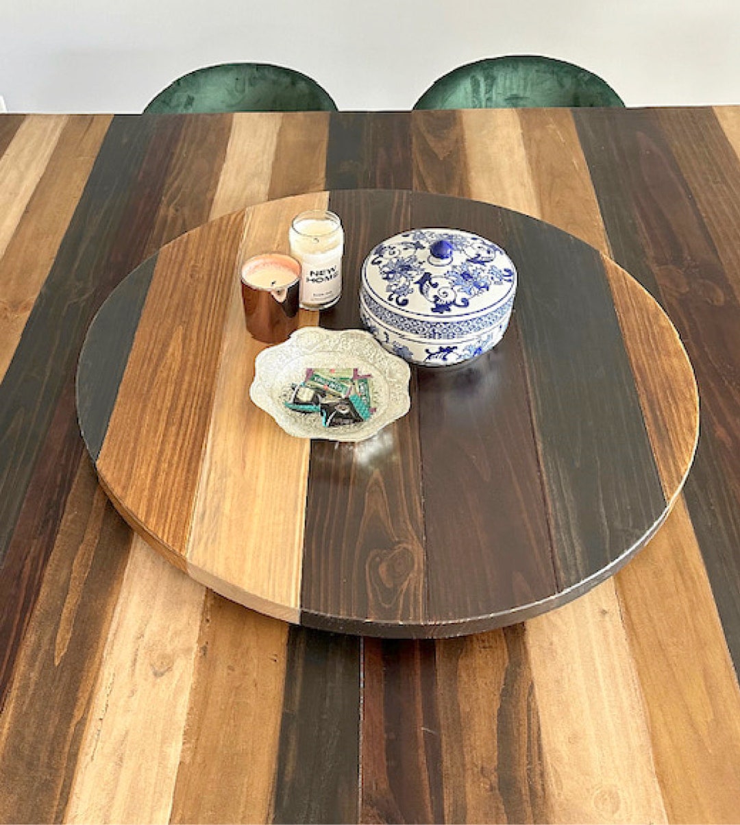 Multi Colored Wood Lazy Susan With Different Colored Wood Slats ...