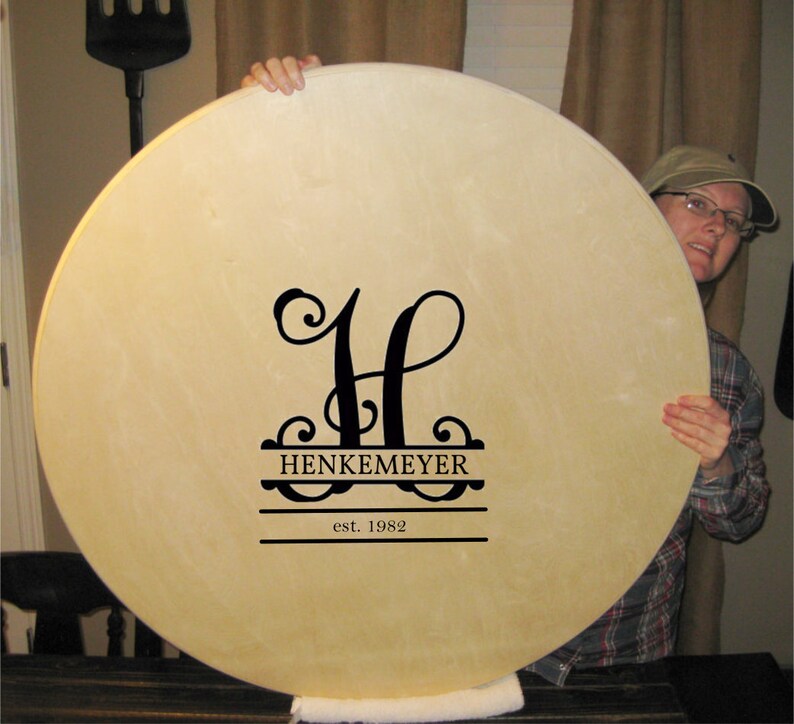 Personalized Wood Lazy Susan Monogram Stencil Logo - Etsy