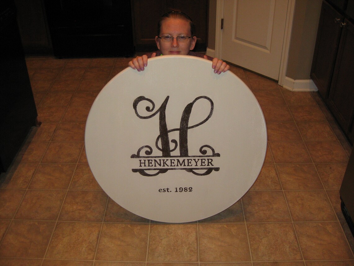 Personalized Wood Lazy Susan Monogram Stencil Logo - Etsy
