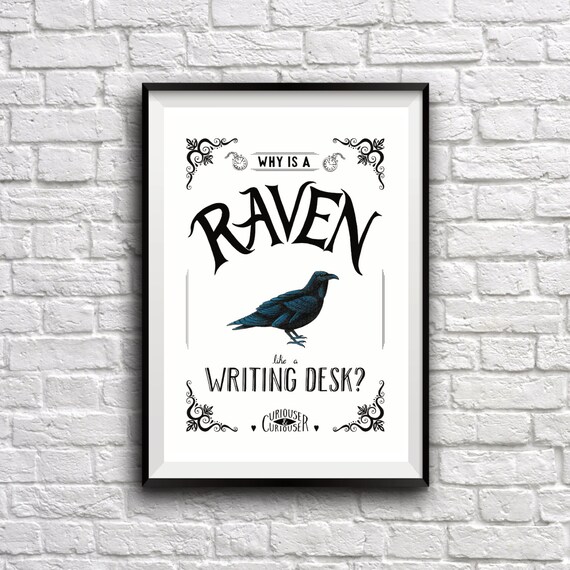 Raven Riddle Poster Alice in Wonderland Inspired Poster | Etsy