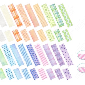 Washi Tape Clipart Set Digital Watercolor Hand Painted - Etsy