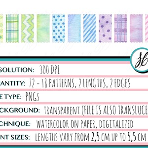 Washi Tape Clipart Set Digital Watercolor Hand Painted - Etsy