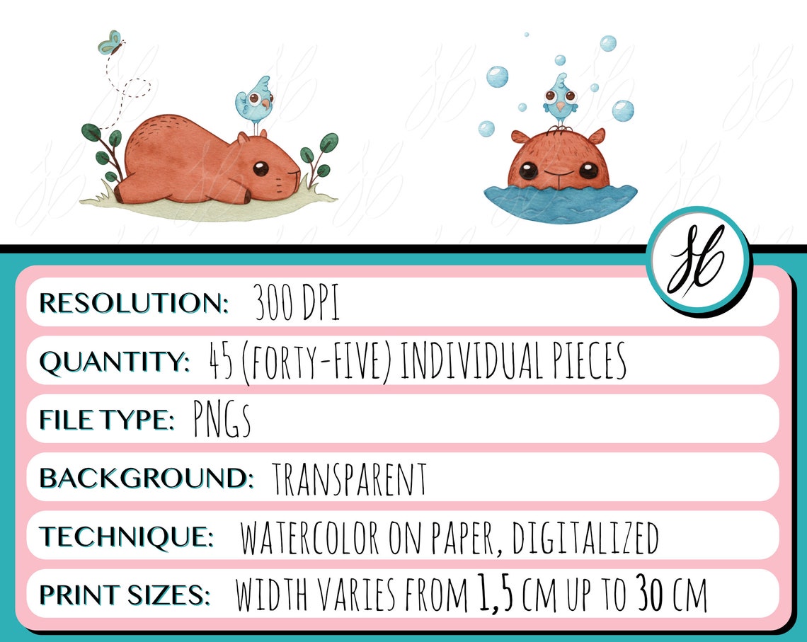 Capybara Clipart Set Hand Painted Watercolor Capybaras - Etsy