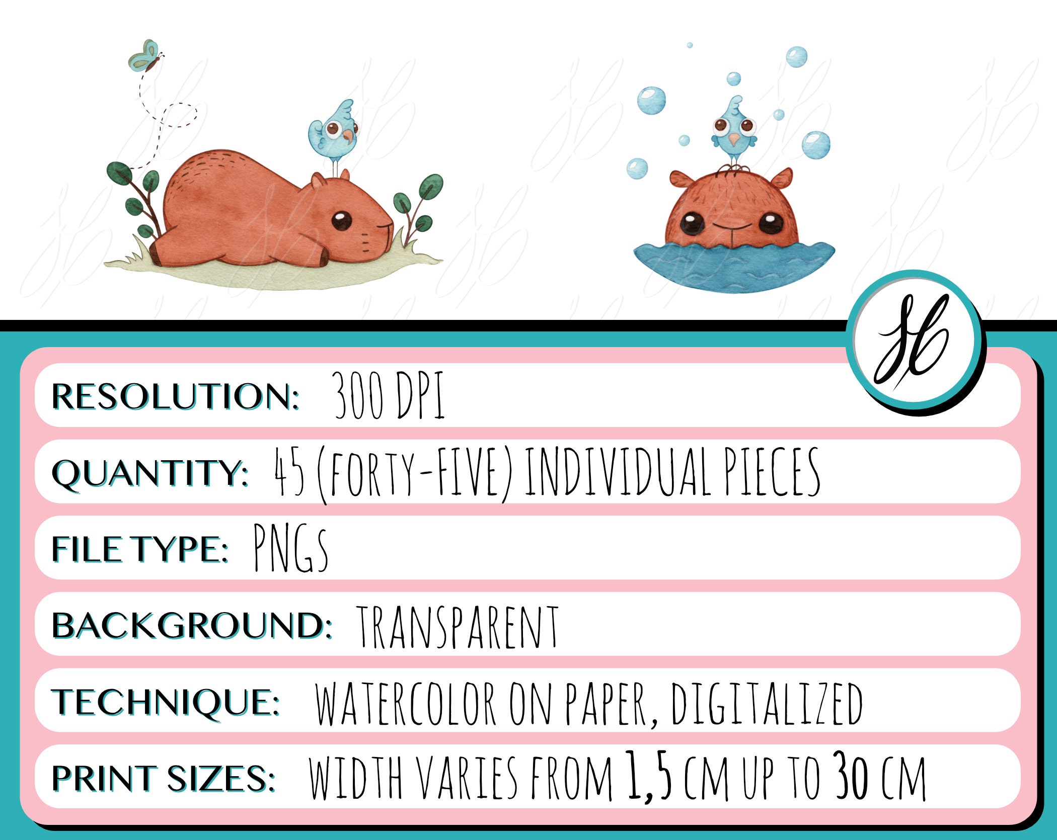 Capybara Clipart Set Hand Painted Watercolor Capybaras - Etsy