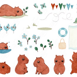 Capybara Clipart Set Hand Painted Watercolor Capybaras - Etsy