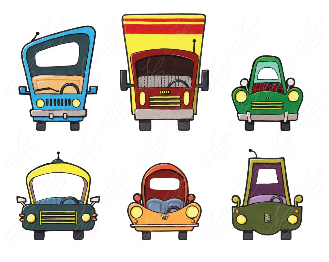 Cars Clipart Set Hand Painted Car Illustrations Digital - Etsy