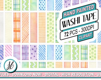 Washi Tape Clipart Set Digital Watercolor Hand Painted - Etsy