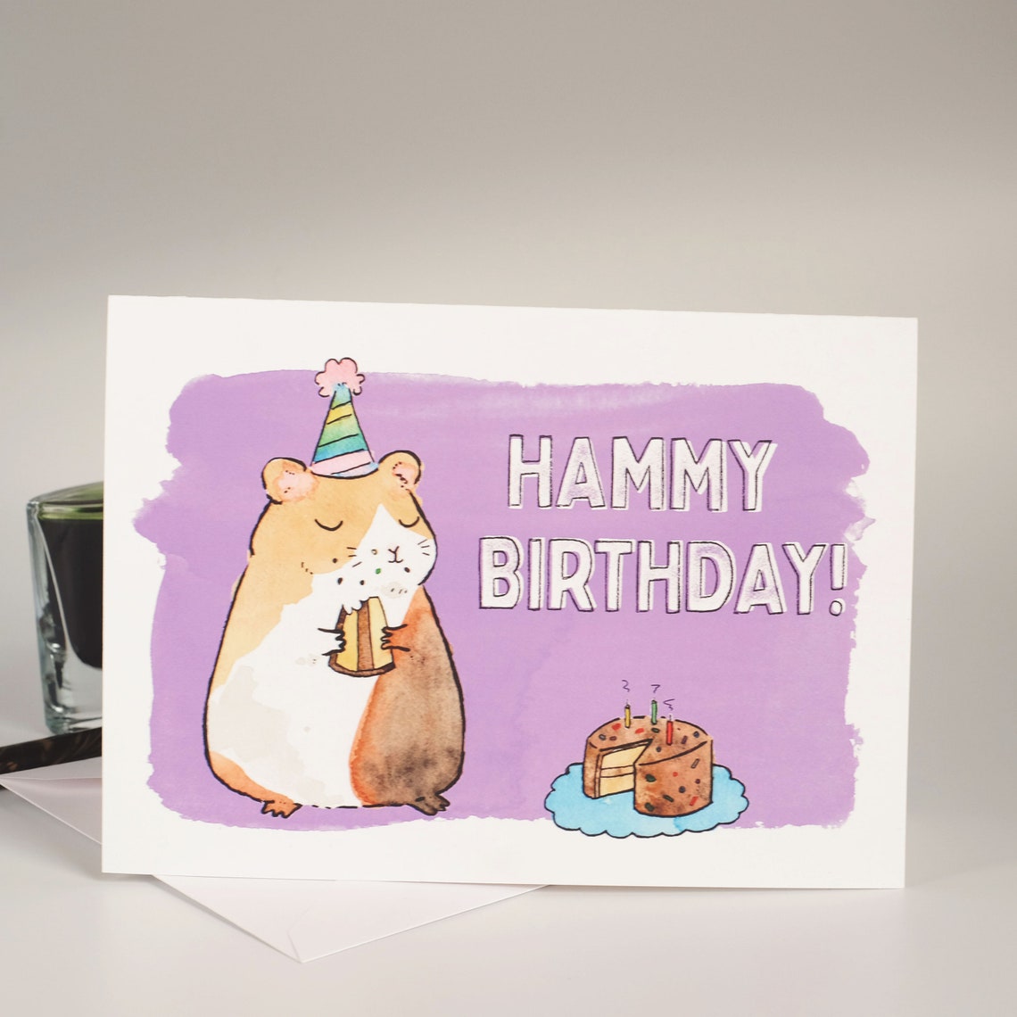 Hammy Birthday! - Illustrated Hamster Greeting Card - Etsy