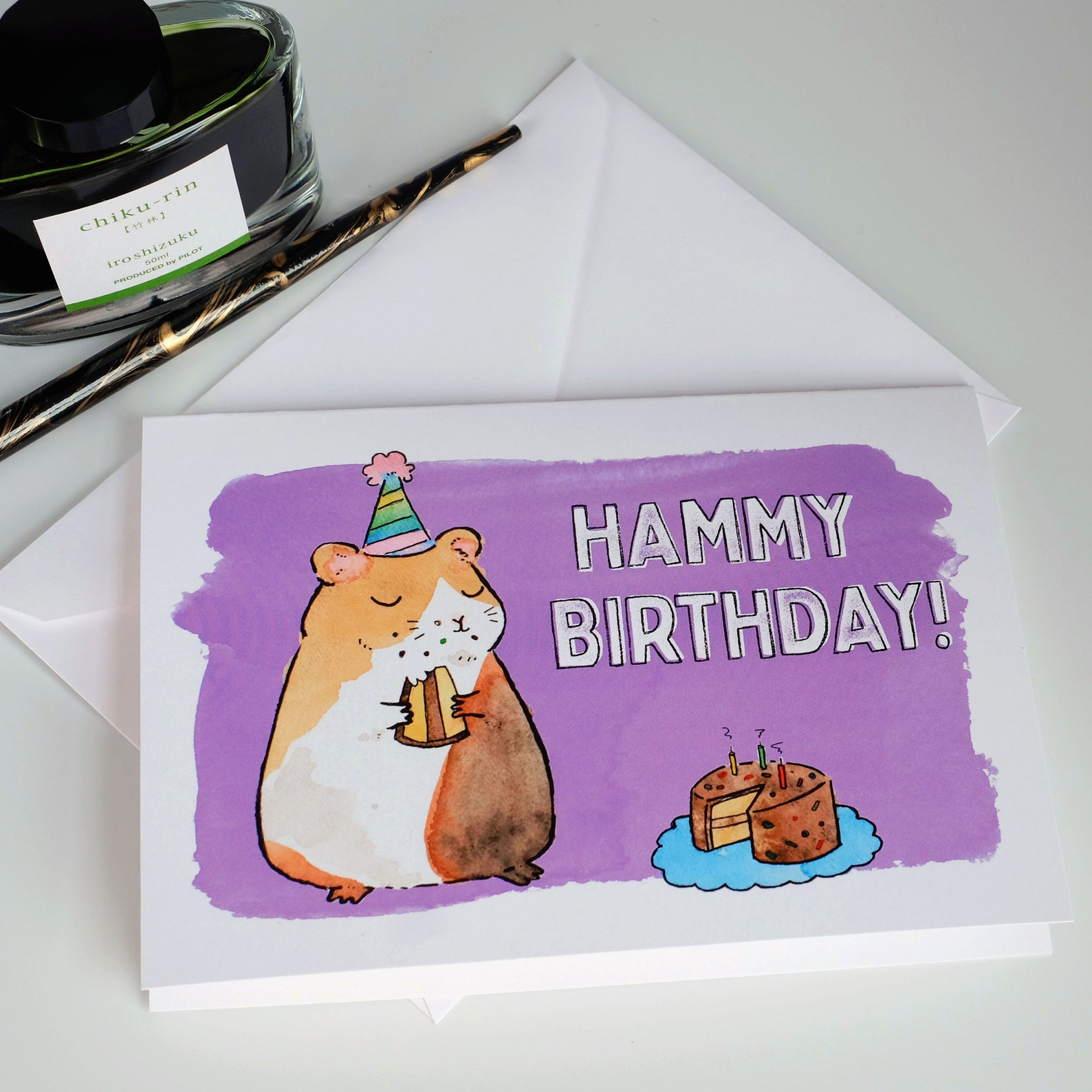 Hammy Birthday! - Illustrated Hamster Greeting Card - Etsy