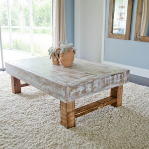 Handmade Whitewashed Rustic Coffee Table, Farmhouse Style - Etsy