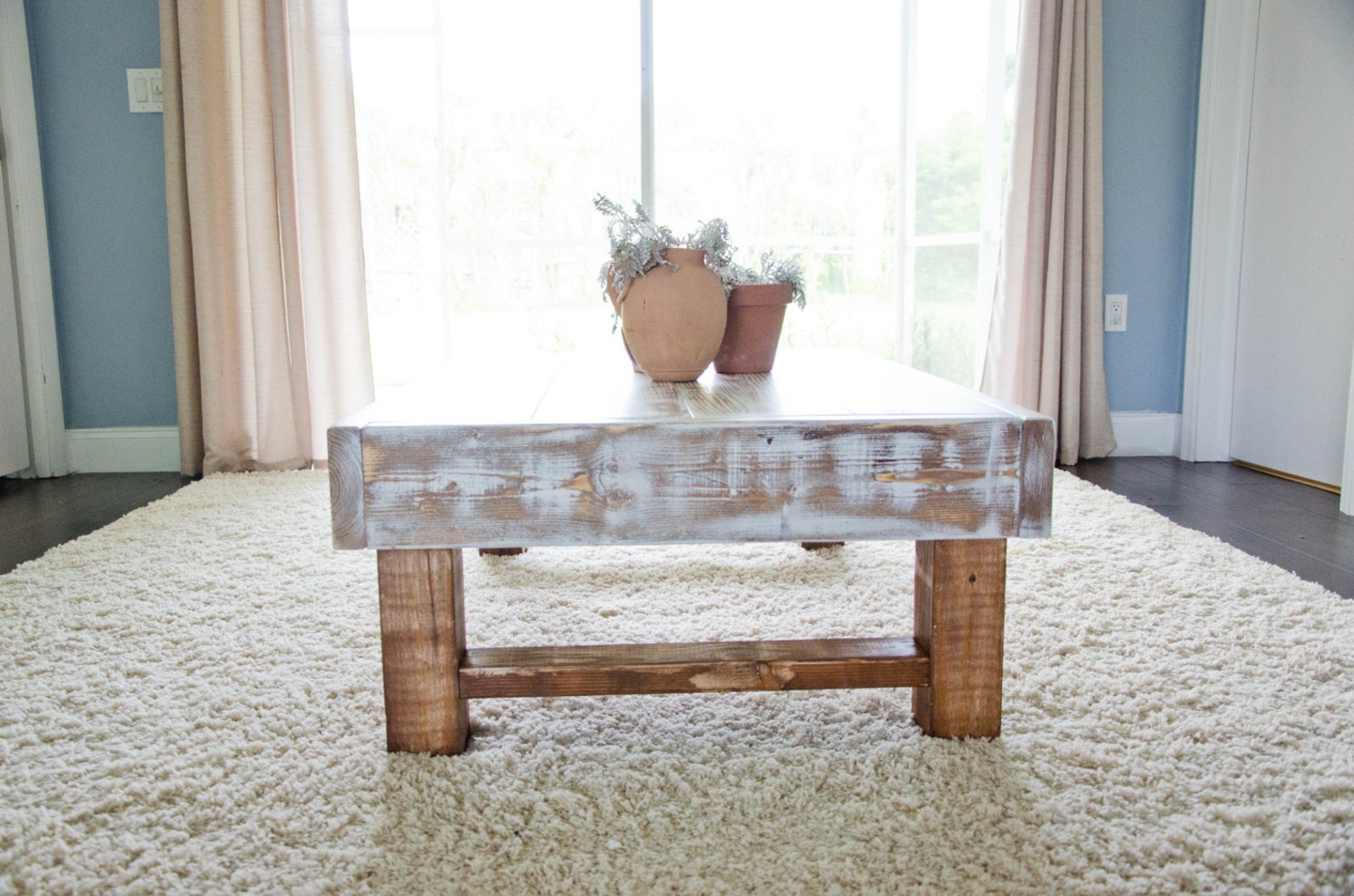 Handmade Whitewashed Rustic Coffee Table, Farmhouse Style - Etsy