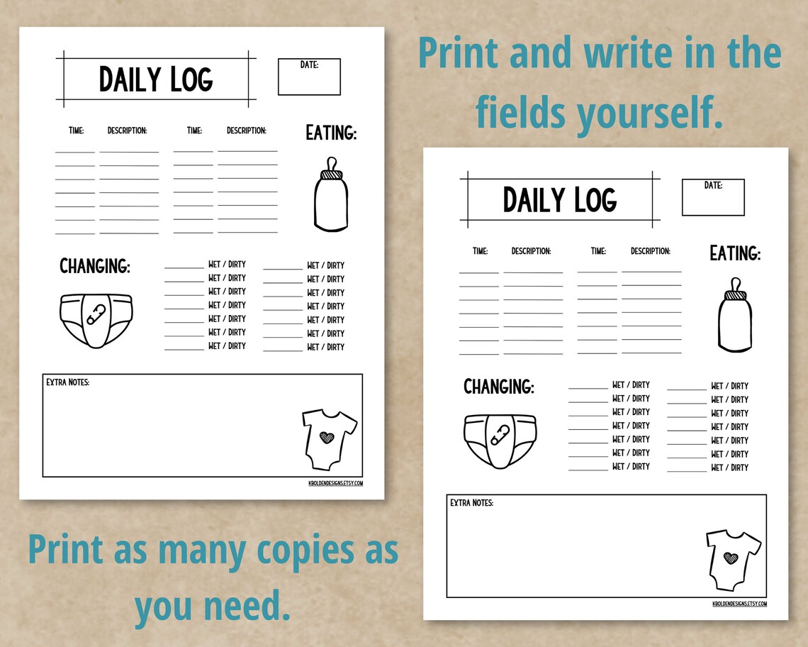 Baby Log and Schedule, Infant Daily Log Printable, Newborn Daily Log ...