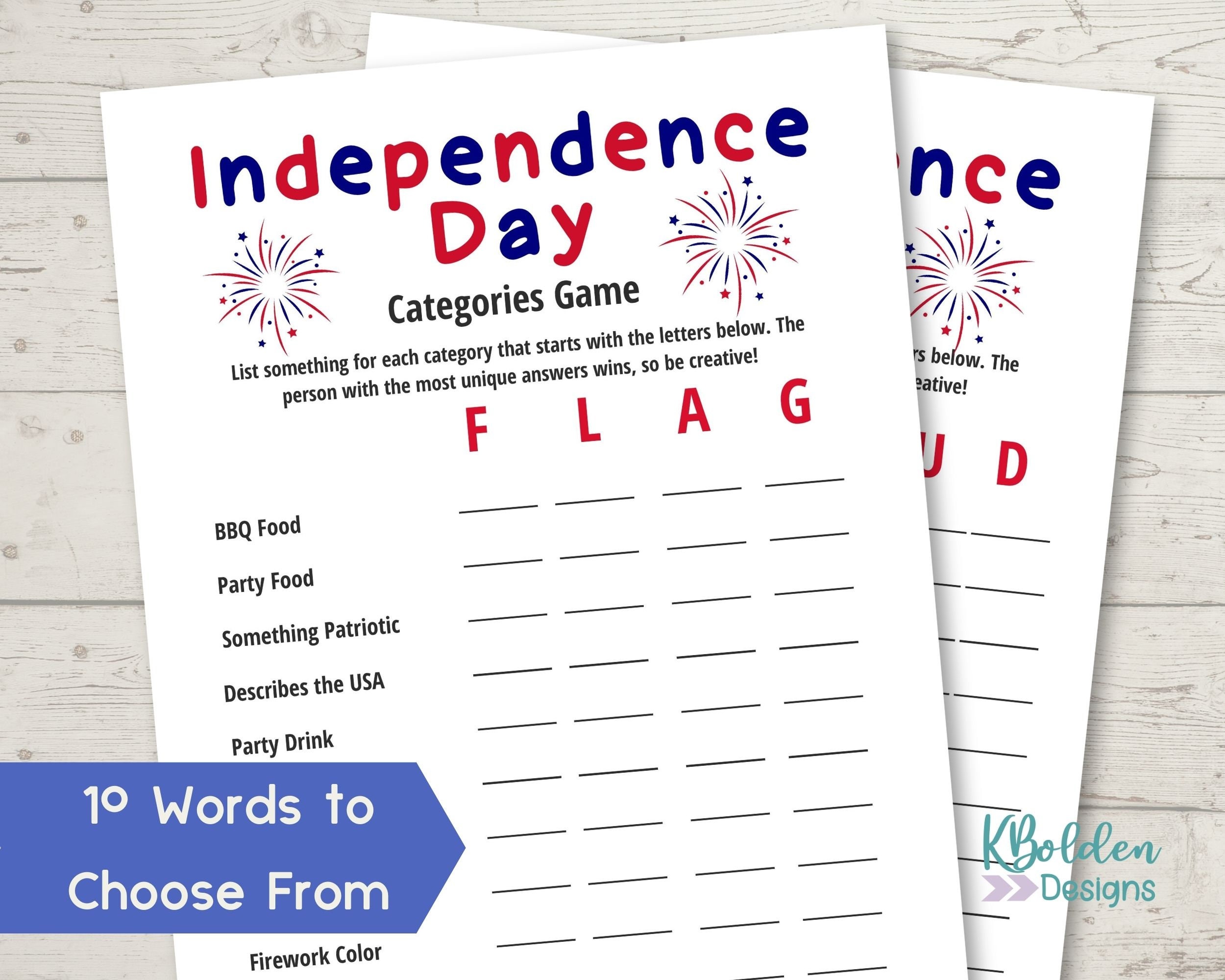 Independence Day 5-in-1 Word Games Patriotic Bundle USA - Etsy
