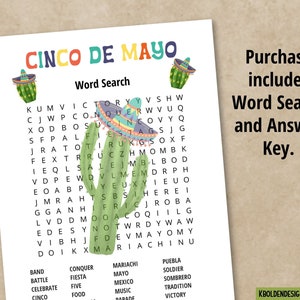 Cinco De Mayo Printable Word Search, Digital Download, Classroom ...