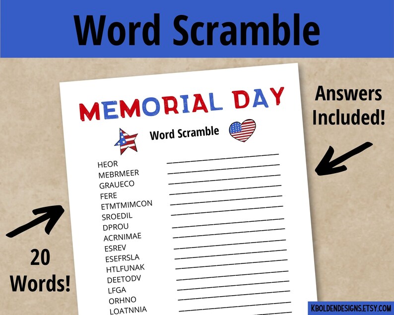 Memorial Day Printable Activity Bundle, Digital Download, Word Search ...