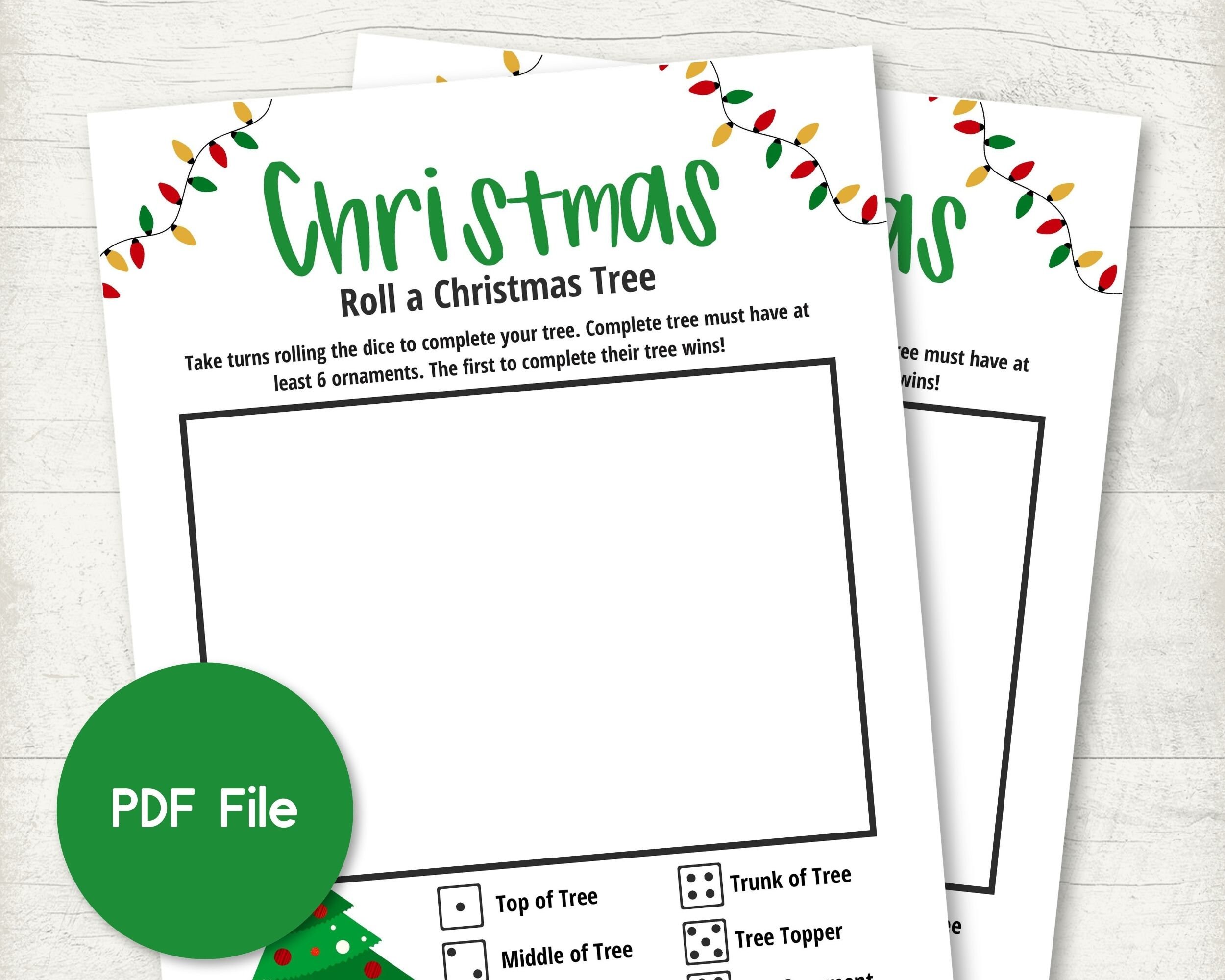 Roll a Christmas Tree Dice Game Printable Family Game Night Christmas ...