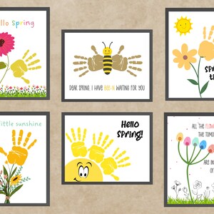 Spring Handprint Art, Spring Footprint Craft, Thumbprint Printable Art ...
