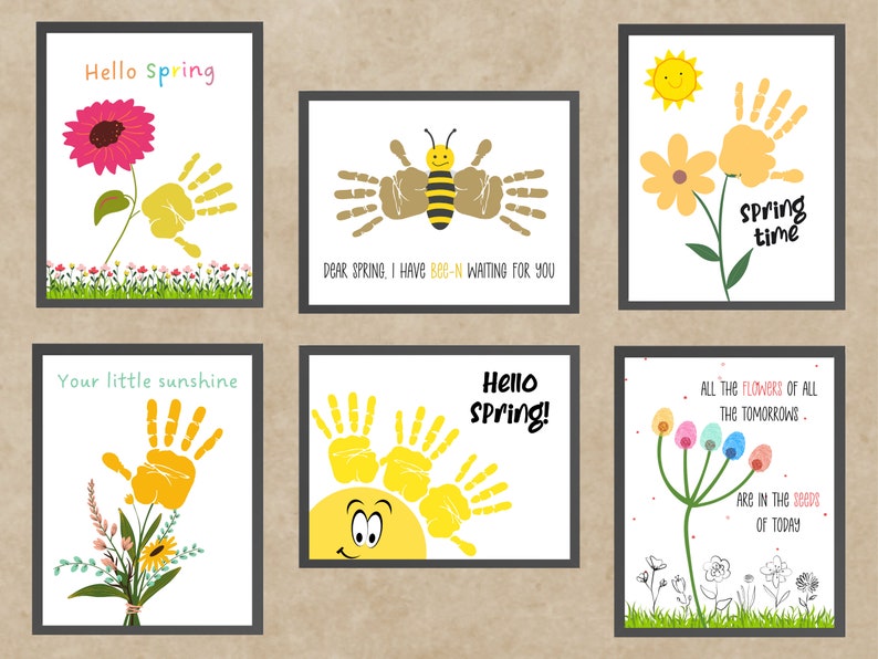 Spring Handprint Art, Spring Footprint Craft, Thumbprint Printable Art ...