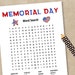 Memorial Day Printable Word Search, Digital Download, Classroom ...