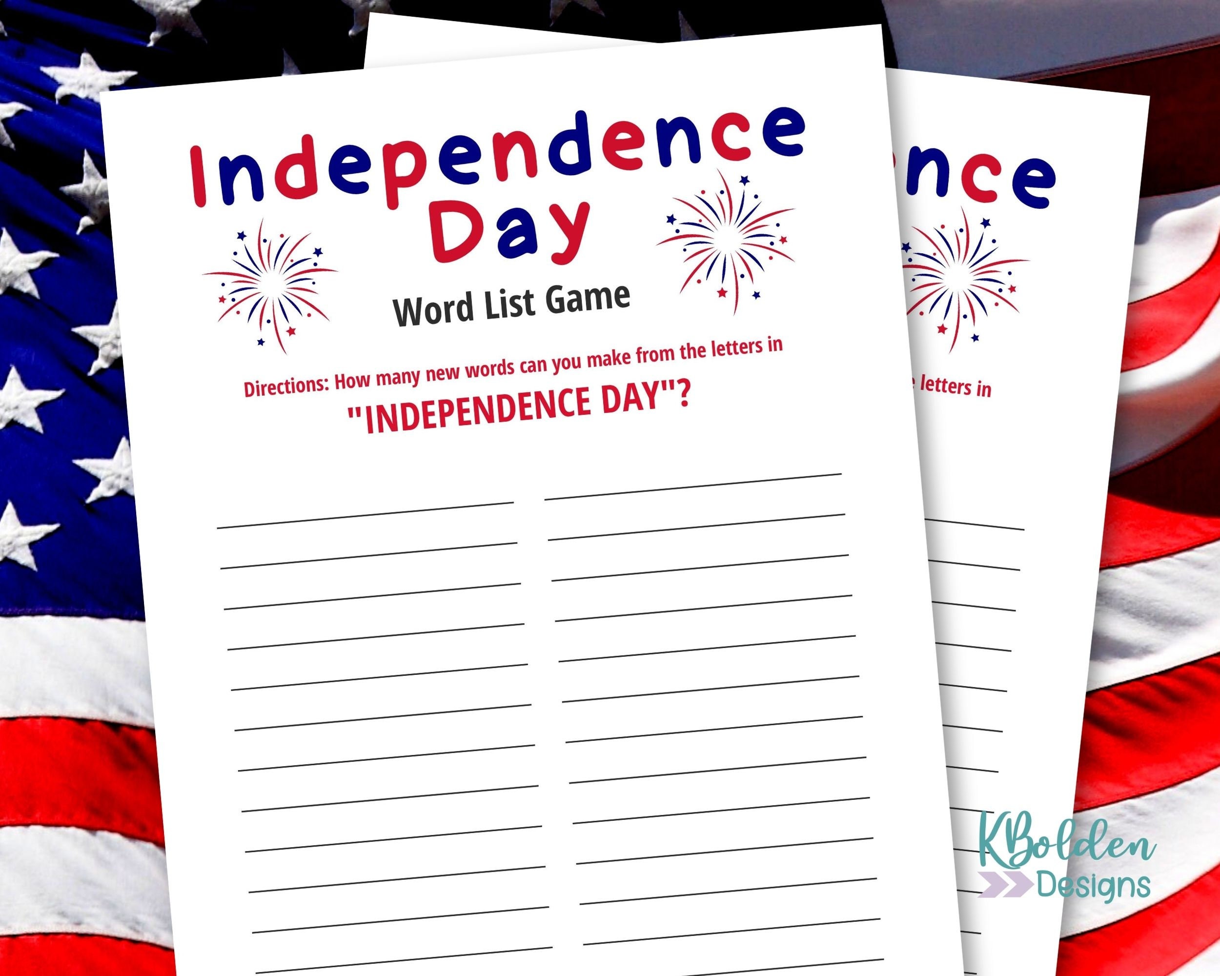 Independence Day 5-in-1 Word Games Patriotic Bundle USA - Etsy