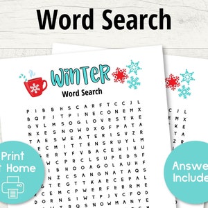 Winter Activity Bundle, Dice Game Printable, Word Search, Word Scramble ...