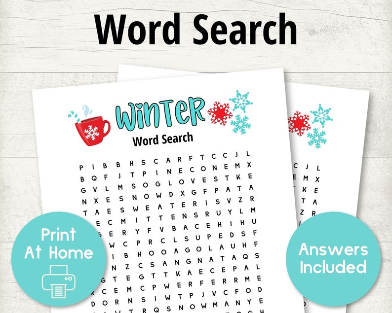 Winter Activity Bundle, Dice Game Printable, Word Search, Word Scramble ...